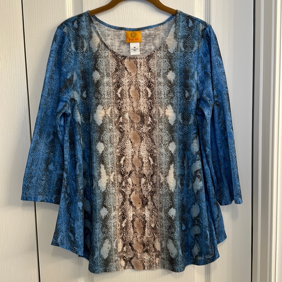 Ruby Rd. | Tops | Ruby Road Medium Navy And Tan Snakeskin Print Scoop Neck Jeweled Tunic Top ...